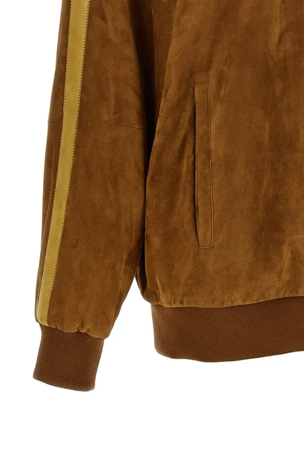 Miu Miu Waxed Suede Zip-up Jacket - Cognac