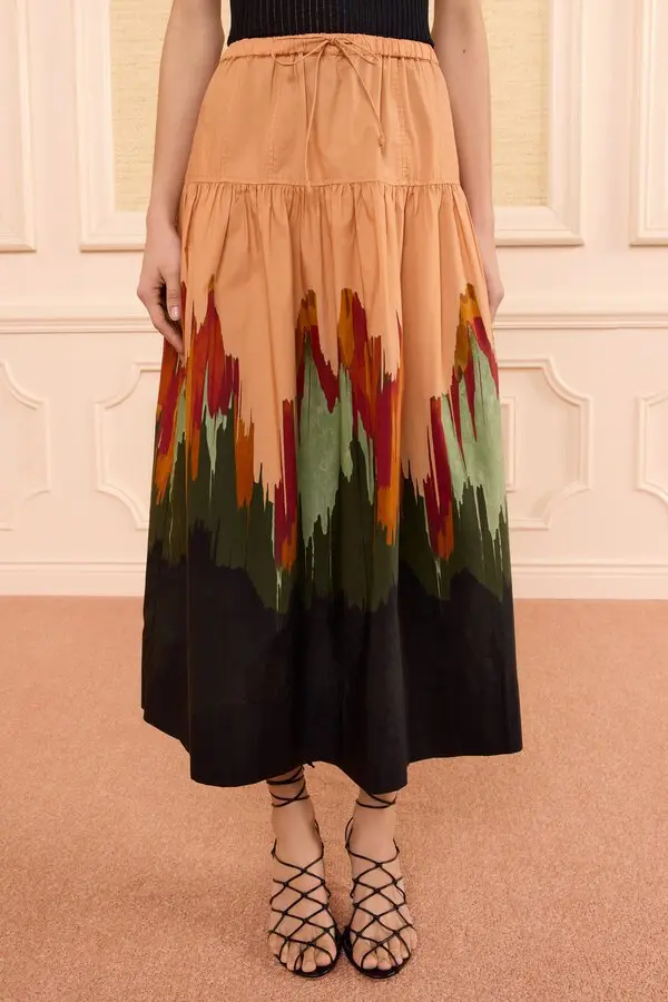 Ulla Johnson Theodora Cotton Tiered Midi Skirt