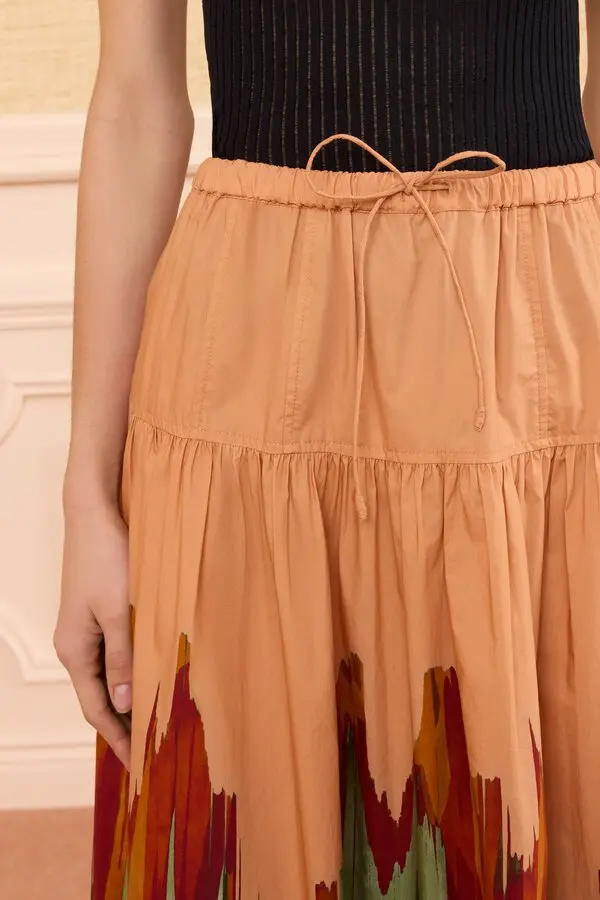 Ulla Johnson Theodora Cotton Tiered Midi Skirt