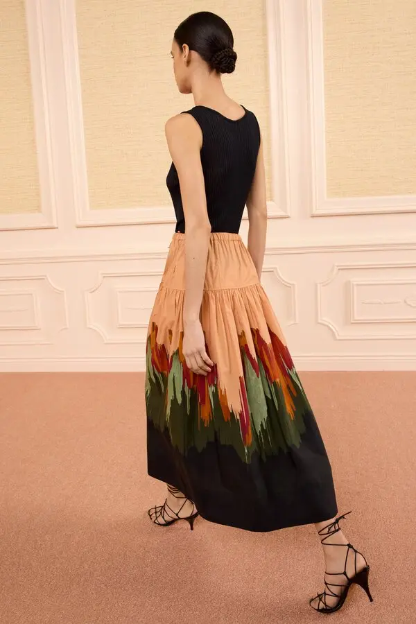 Ulla Johnson Theodora Cotton Tiered Midi Skirt