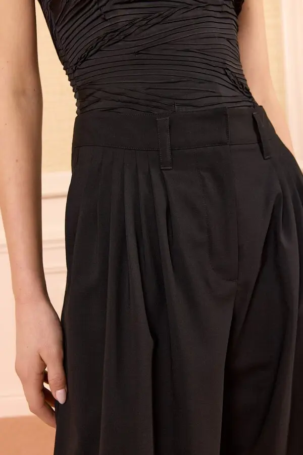 Ulla Johnson Luella Pleated Wool Blend Pants - Noir