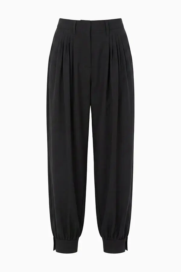 Ulla Johnson Luella Pleated Wool Blend Tapered Pants - Noir