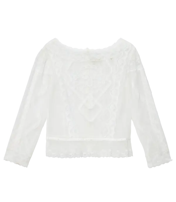 DÔEN Noella Top Lace, Sheer, Cropped, 3/4 Sleeve