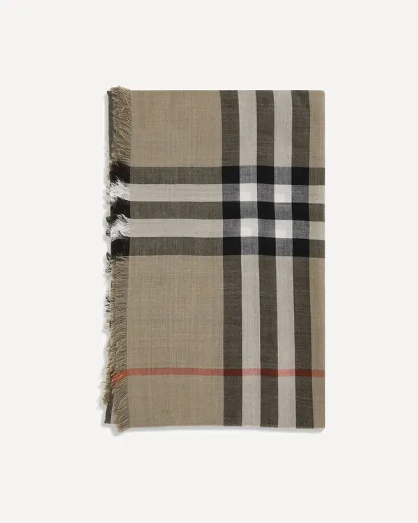 Burberry Check Reversible Wool And Silk Scarf