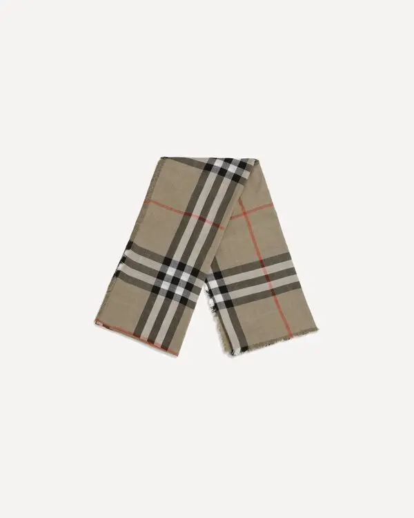 Burberry Check Reversible Wool And Silk Scarf