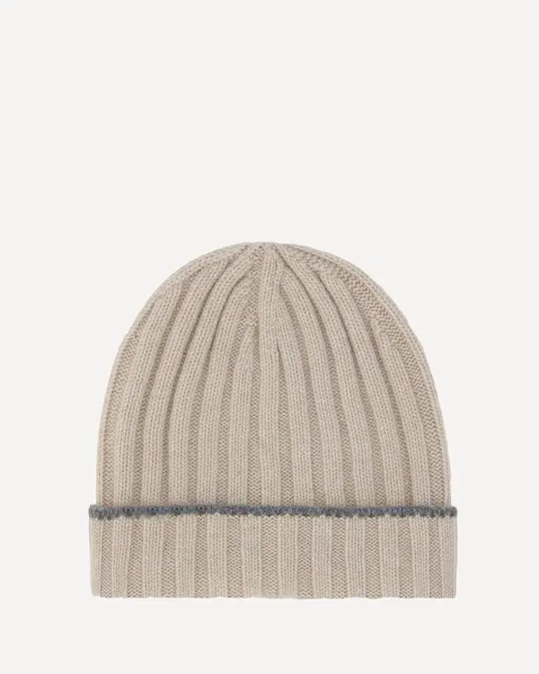 Brunello Cucinelli Cashmere Ribbed Beanie - Beige