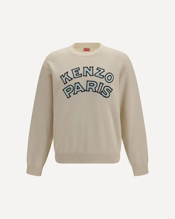 Kenzo Emblem Embroidered Wool And Cotton Sweater