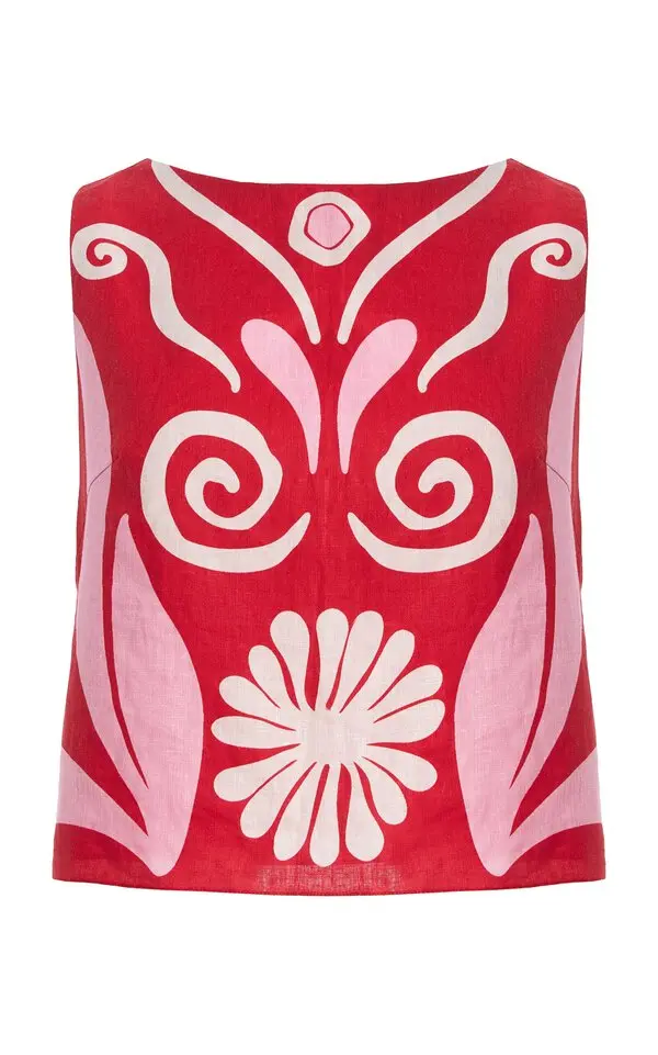 CALA DE LA CRUZ Sleeveless Linen Top - Red