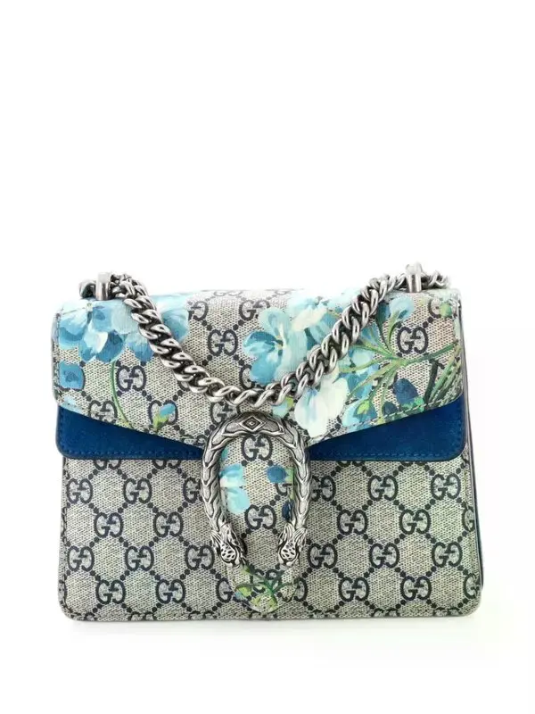 Gucci Dionysus Blooms Print Gg Coated Canvas Mini Shoulder Bag - Blue