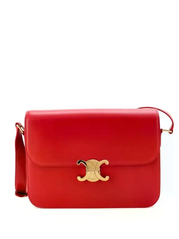 Celine Triomphe Shoulder Bag In Smooth Calfskin - Red