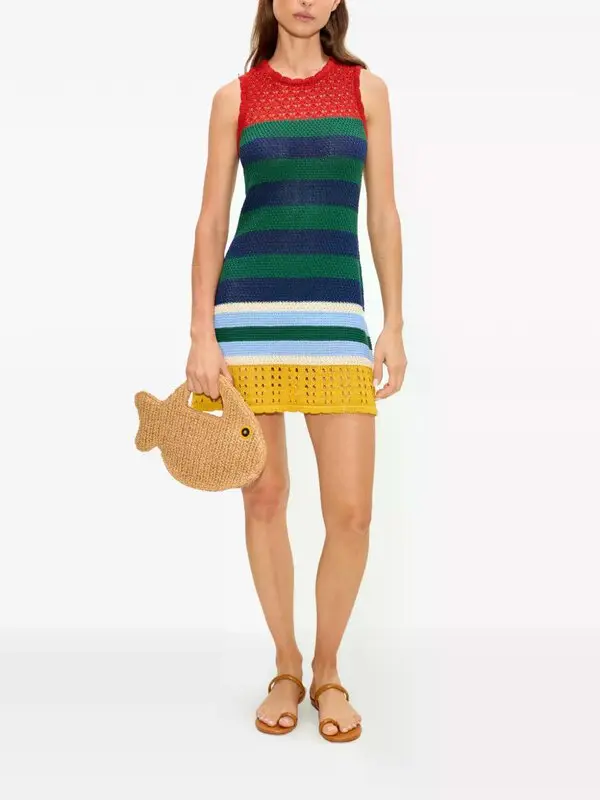 SIMONMILLER Yvonne Striped Crochet-knit Mini Dress - Blue