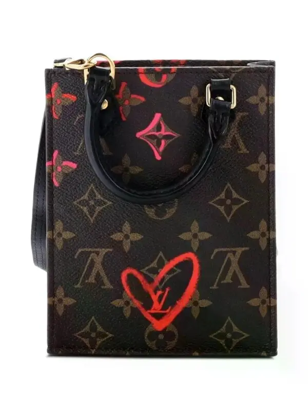 LOUIS VUITTON Petit Sac Plat Limited Edition Fall In Love Monogram Canvas Tote Bag - Brown