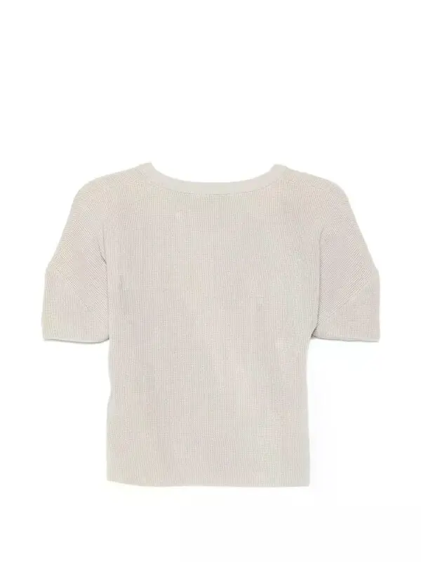 LOW CLASSIC Puff Sleeve Henley Knit Top