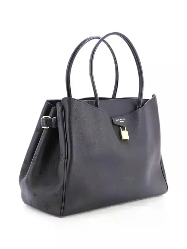 LOUIS VUITTON Monogram Calfskin Mm Tote Bag - Black