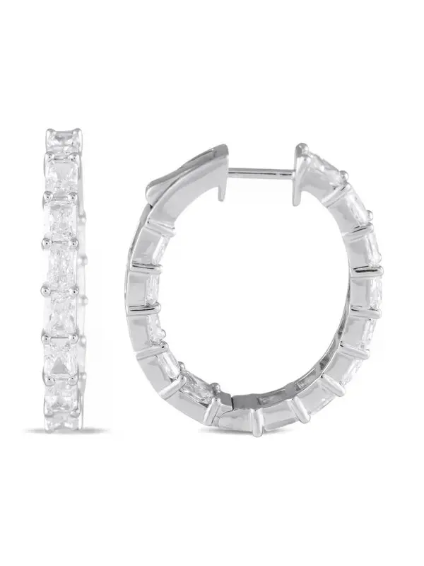LB EXCLUSIVE 18k White Gold Diamond Pavé Hoop Earrings