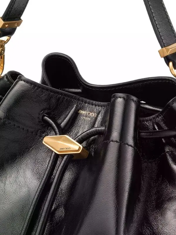 JIMMY CHOO Medium Cinch Leather Shoulder Bag - Black