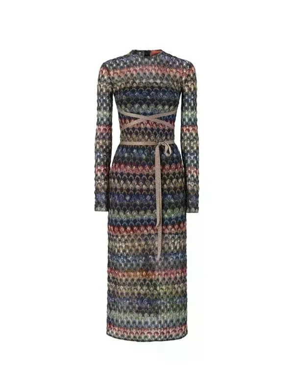 Missoni Zigzag Knit Backless Dress - Blue