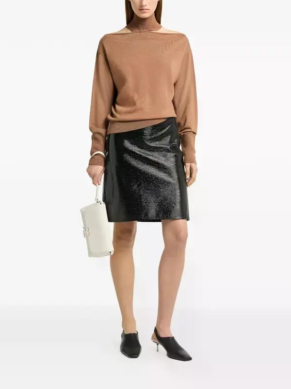 COURREGES Bronze Brown Merino Wool Cut-out High Neck Sweater