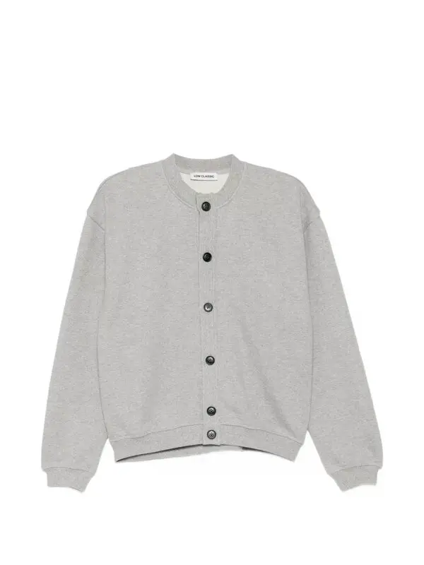 LOW CLASSIC Melange Effect Button-up Sweatshirt