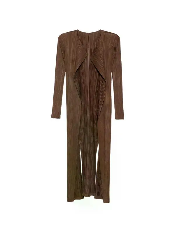 Issey Miyake Swing Pleated Coat - Brown