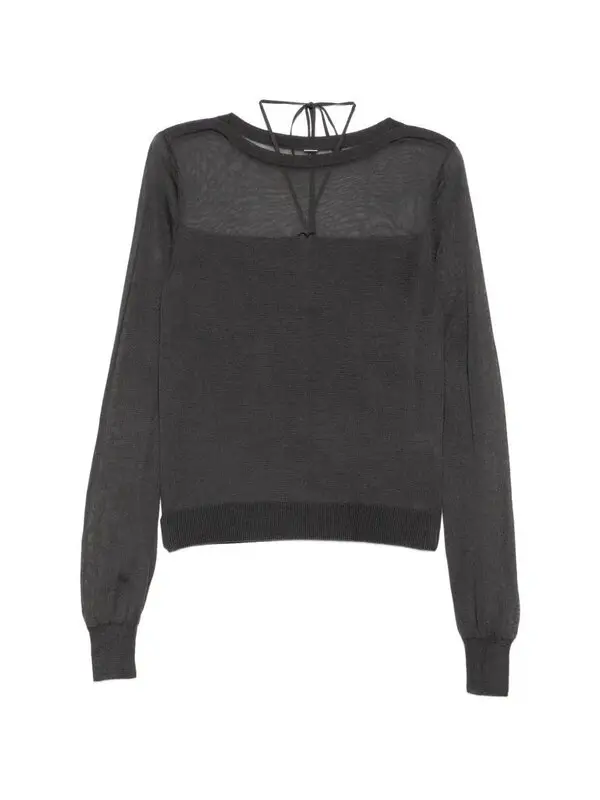 SYSTEM Contrast-panel Knitted Top - Grey