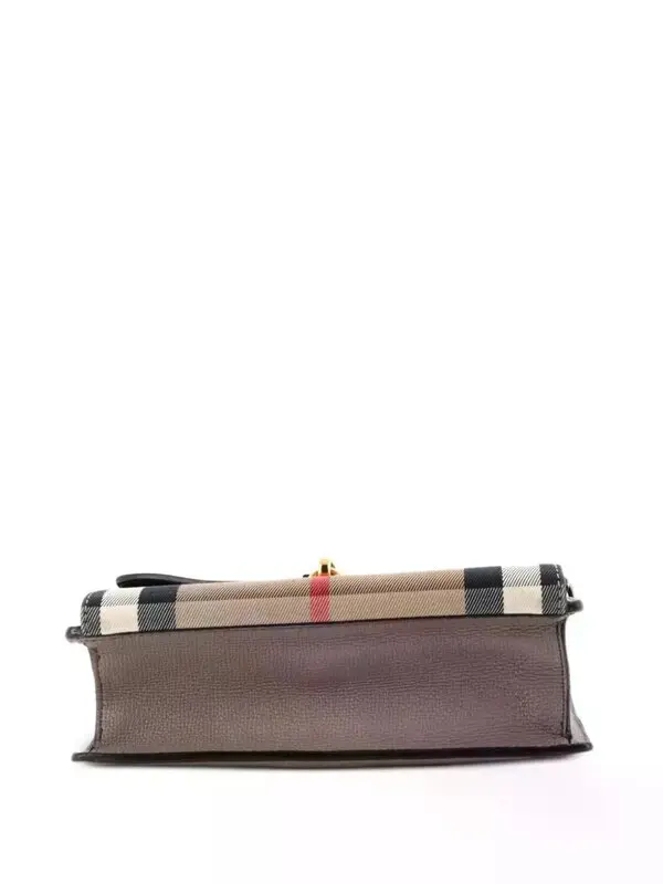 Burberry Macken Small Crossbody Bag In Leather And House Check Canvas - Neutrals