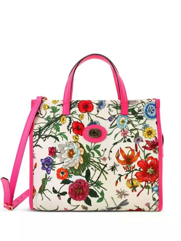 Gucci Convertible Flora Canvas Medium Tote Bag - Pink