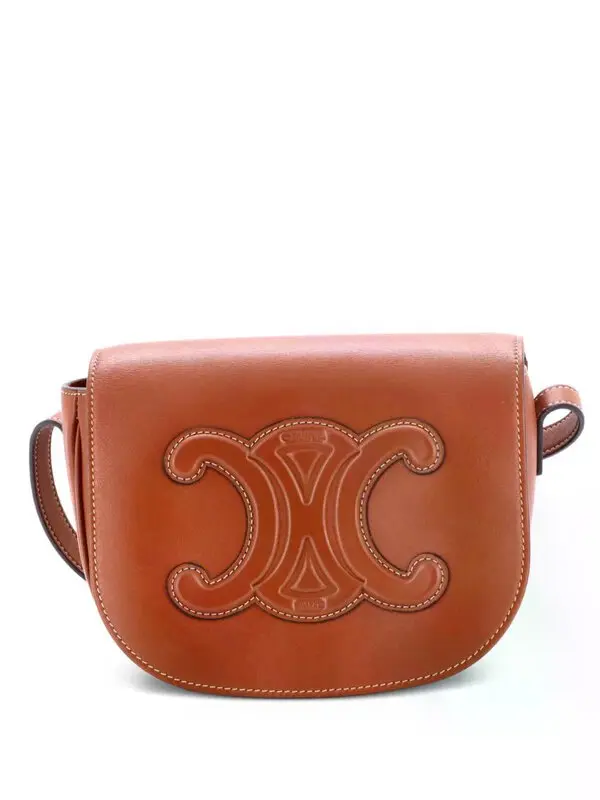 Celine Cuir Triomphe Folco Leather Crossbody Bag - Brown