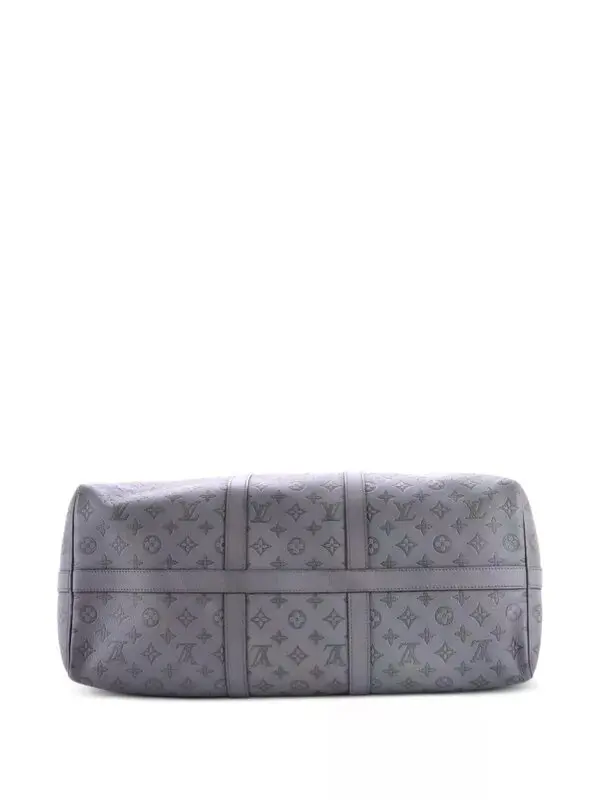 LOUIS VUITTON Keepall Bandoulière 50 Travel Bag Monogram Shadow Leather - Grey