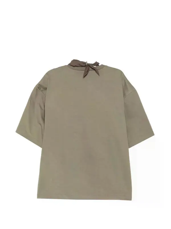 SYSTEM Detachable-scarf V-neck T-shirt