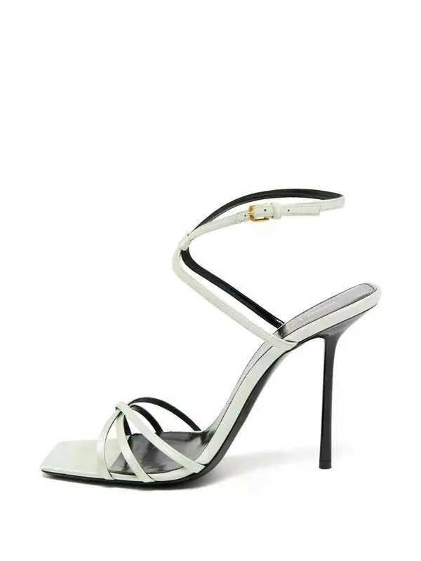 Saint Laurent Satin Ankle-strap Stiletto Sandals - Green