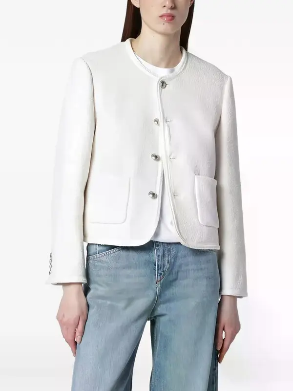 DUNST Cream Silver-tone Button Jacket - Neutrals