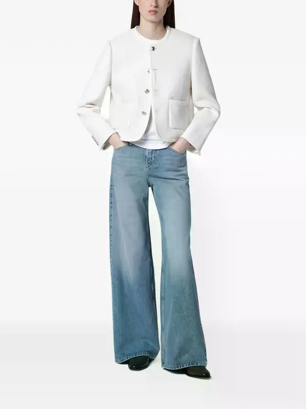 DUNST Cream Silver-tone Button Jacket