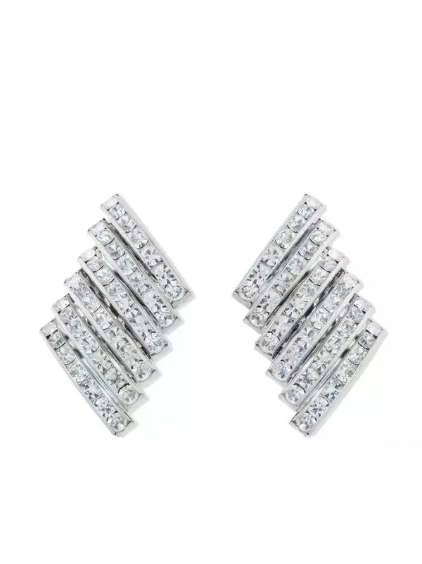 SUSAN CAPLAN 1960s Crystal-embellished Clip-on Earrings - Silver