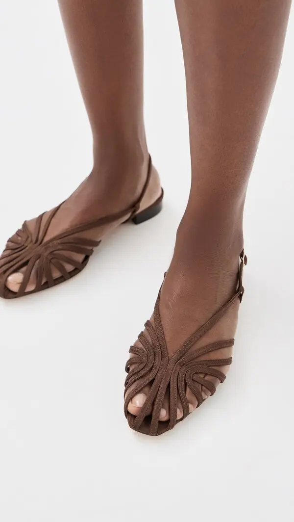 LOEFFLER RANDALL Devon Lattice Slingback Sandals - Chocolate
