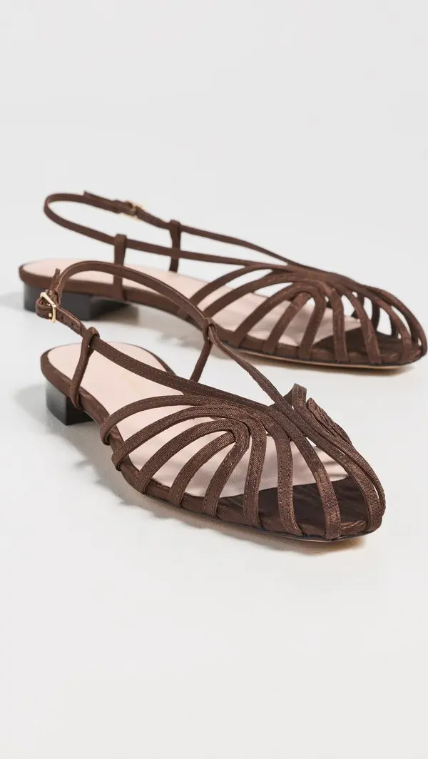 LOEFFLER RANDALL Devon Lattice Slingback Sandals - Chocolate