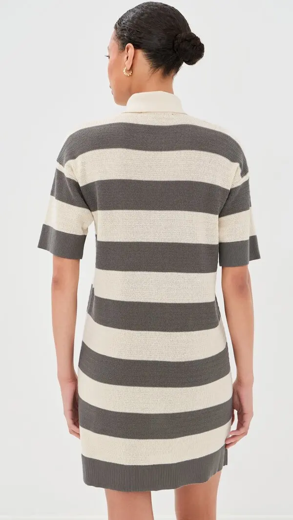 Ami Short Sleeves Polo Dress With De Coeur Patch