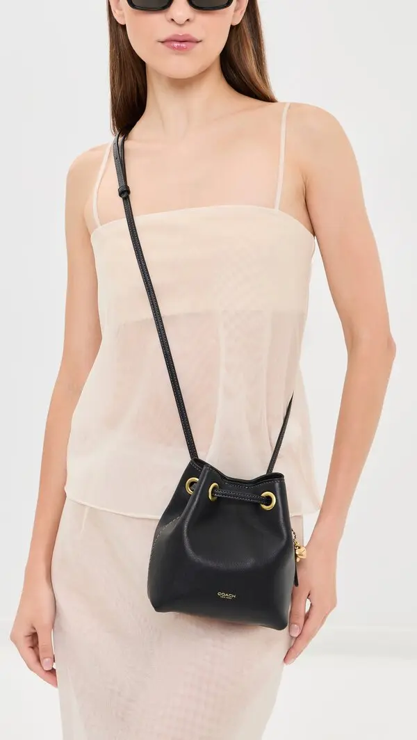 COACH Leather Jade Drawstring Bag
