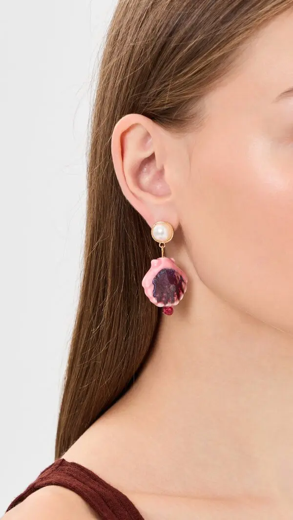 ADINA EDEN Painted Shell Pearl Drop Earrings