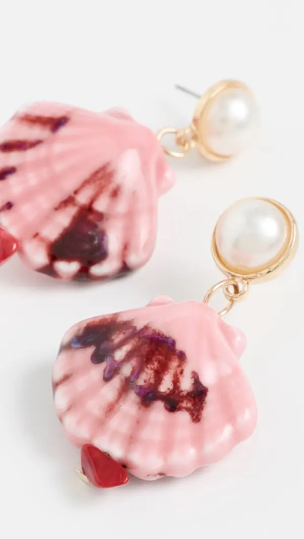 ADINA EDEN Painted Shell Pearl Drop Earrings