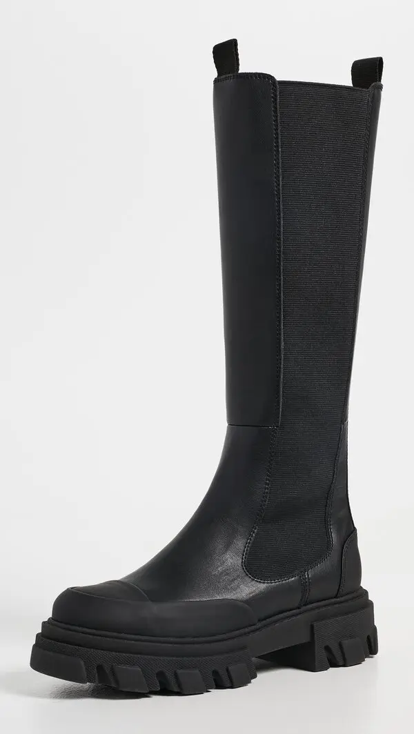 GANNI Cleated Stitch High Chelsea Boots