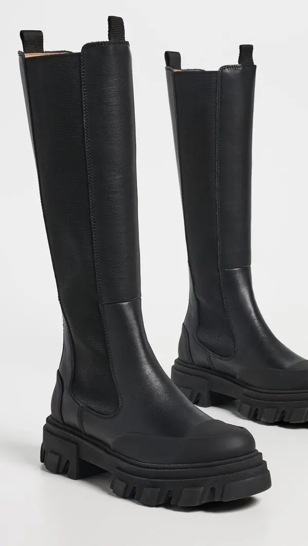 GANNI Cleated Stitch High Chelsea Boots