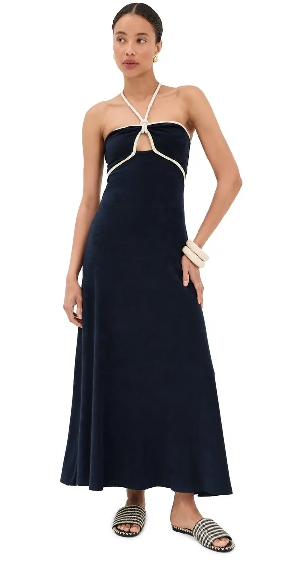 Johanna Ortiz Sleeveless Maxi Dress - Navy/ecru