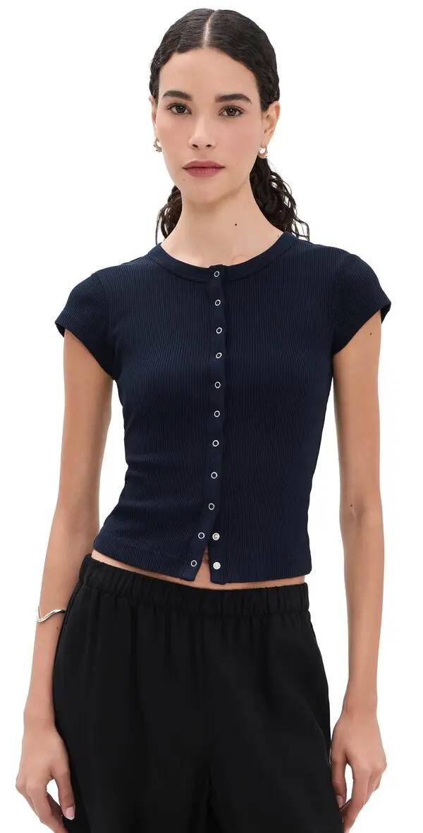 Citizens Of Humanity Tabi Short Sleeve Cardigan - Navy