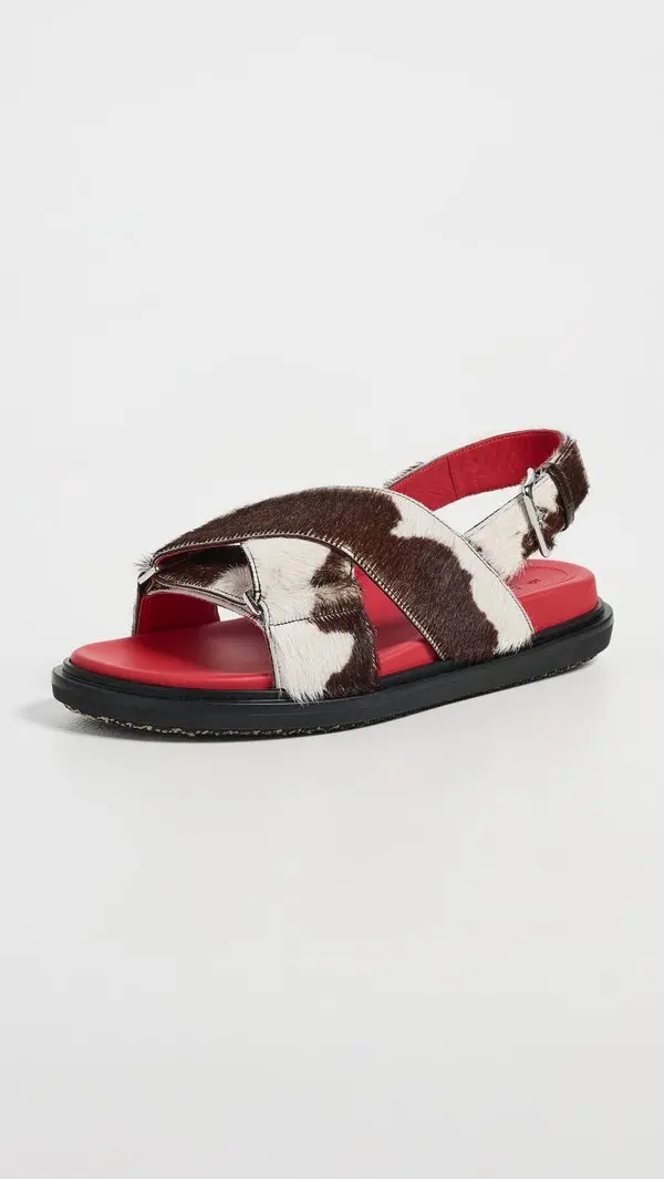 Marni Fussbett Crisscross Calfhair Sandals