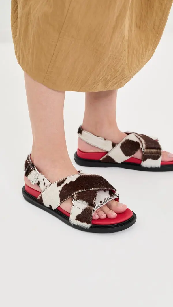 Marni Fussbett Crisscross Calfhair Sandals