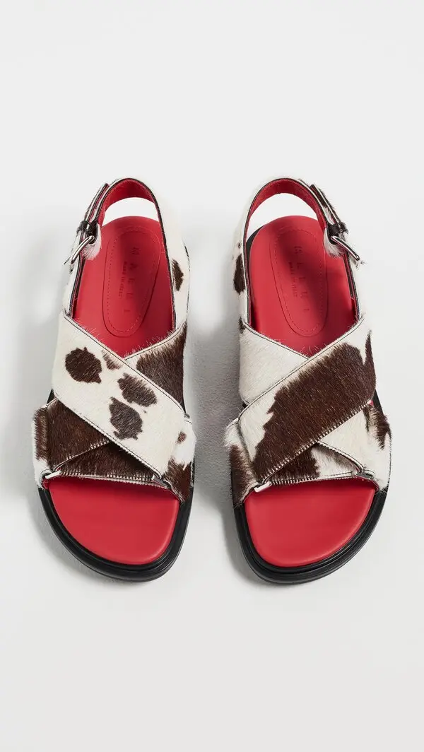 Marni Fussbett Crisscross Calfhair Sandals
