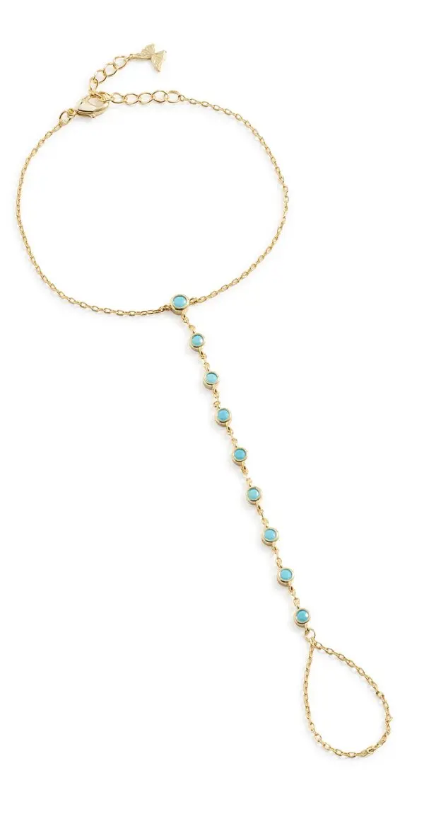 ADINA EDEN Bezel Station Hand Chain - Turquoise