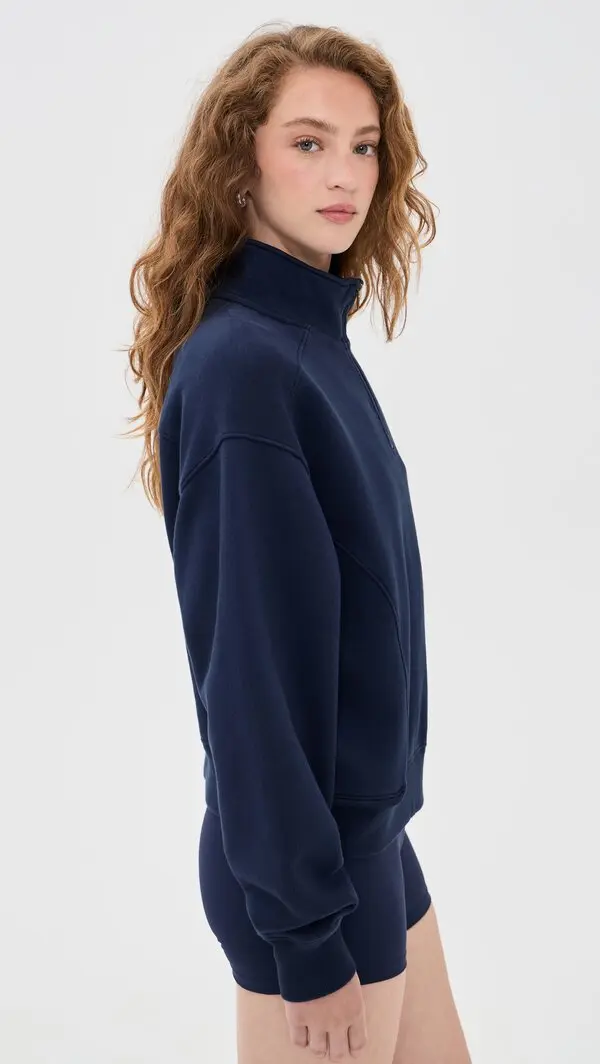 SPORTY & RICH Ny Crest Embroidered Quarter Zip Fleece