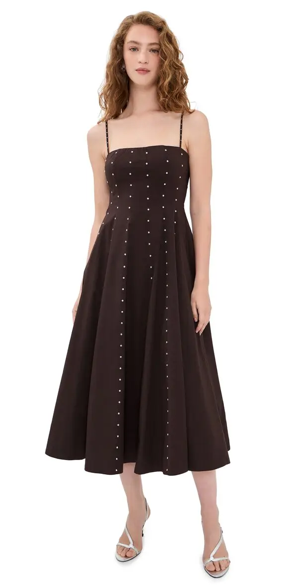 Staud Wylie Embellished Midi Dress - Earth Studs